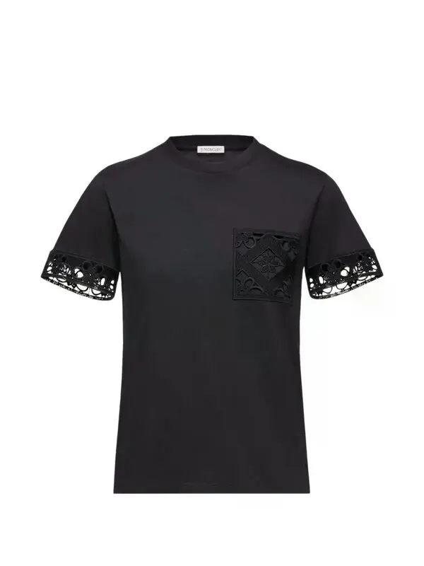 Moncler Lace-trimmed T-shirt - Black