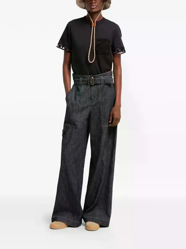 Moncler Lace-trimmed T-shirt - Black