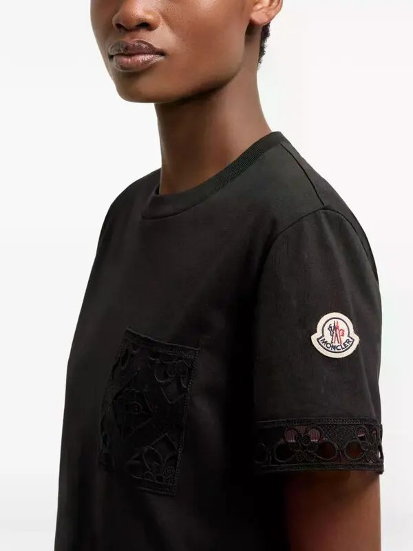 Moncler Lace-trimmed T-shirt - Black