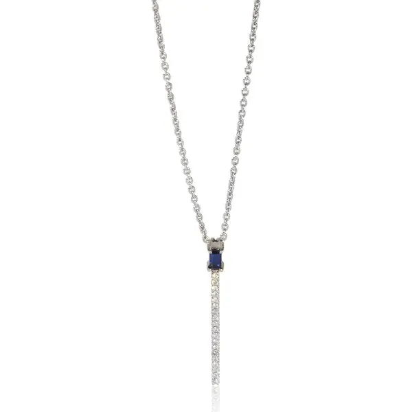 MYGEMMA White Gold Sapphire And Diamond Stick Pendant - White_gold
