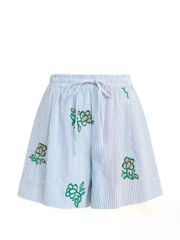 Essentiel Antwerp Striped Embroidered Shorts - Blue