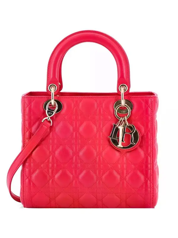 Dior Lady Medium Satchel Cannage Quilt Lambskin - Pink