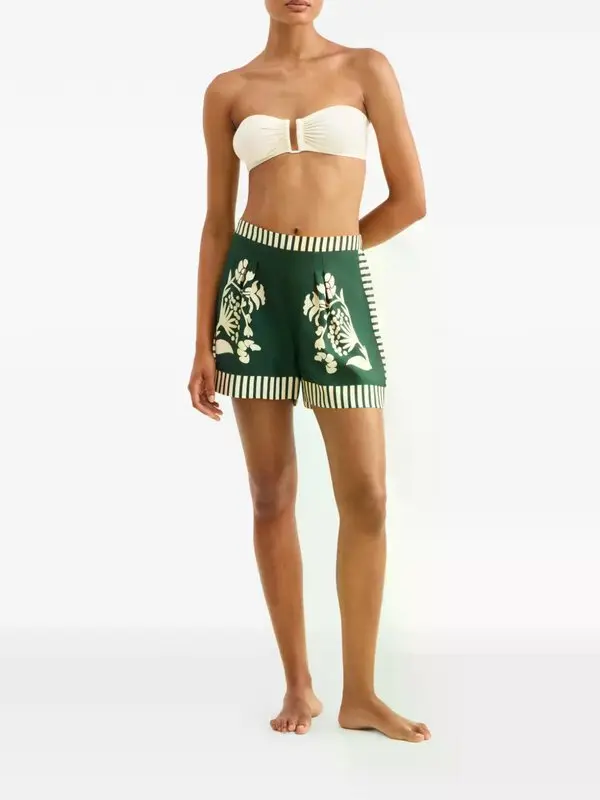 ERES Floral-print Striped Shorts - Green