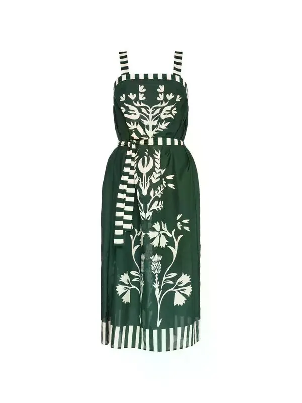 ERES Lakshya Floral-print Striped Midi Dress