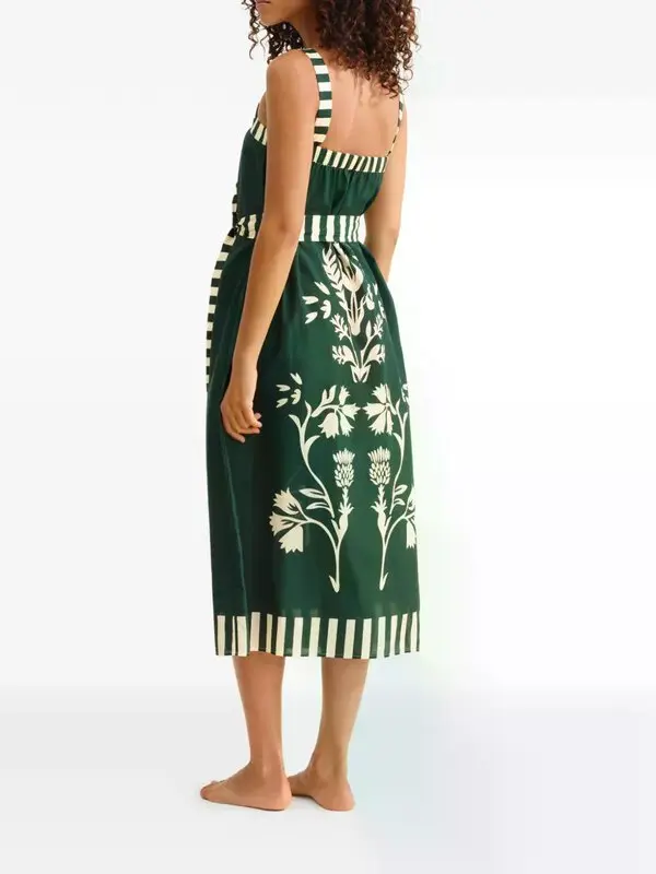 ERES Lakshya Floral-print Striped Midi Dress