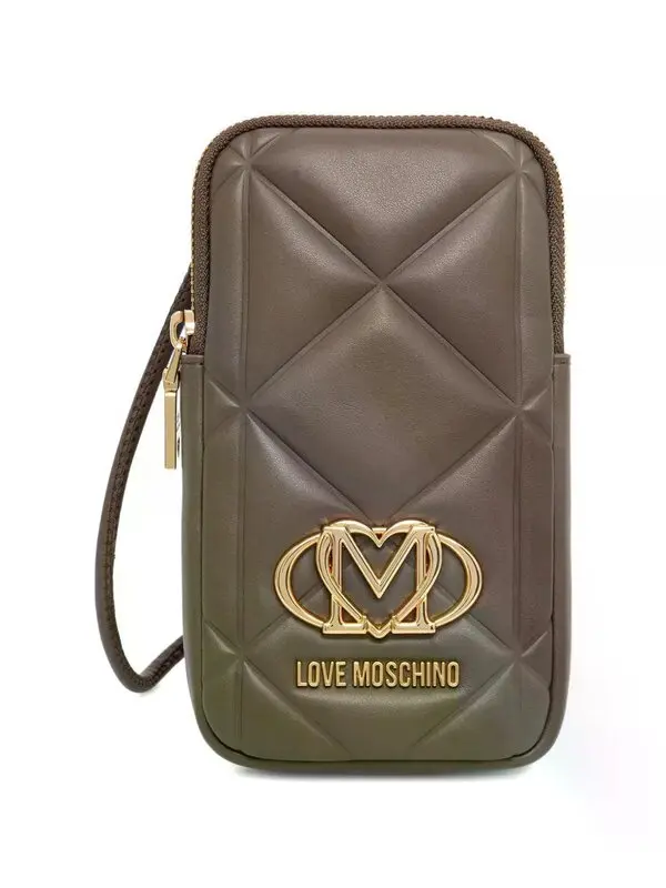 Moschino Quilted Logo Phone Bag - Brown