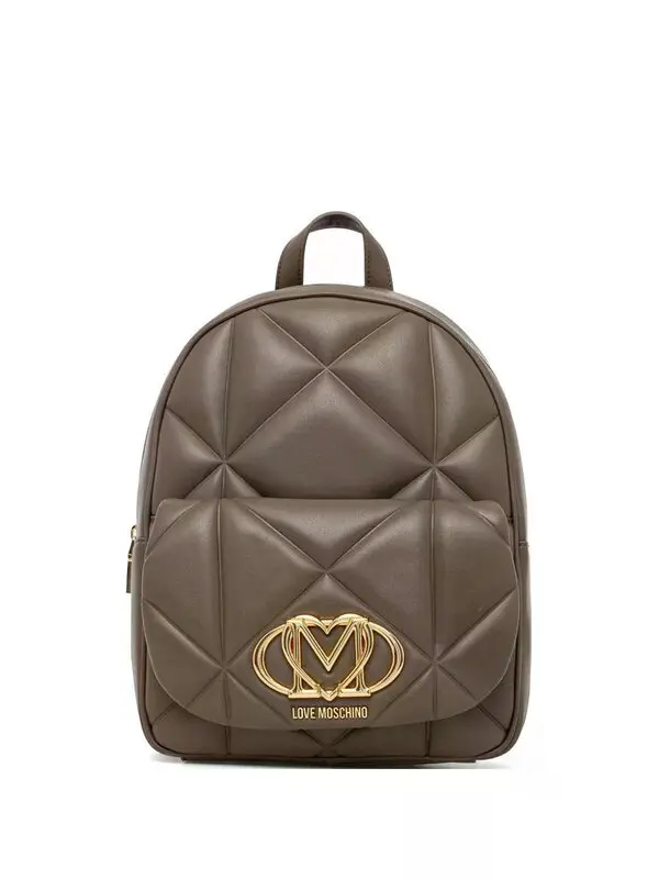 Moschino Quilted Logo-plaque Backpack - Brown
