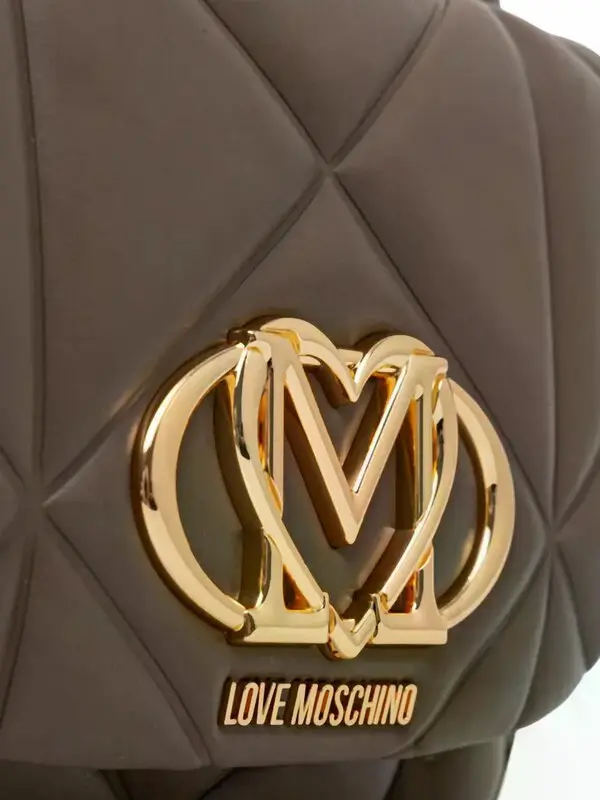 Moschino Quilted Logo-plaque Backpack - Brown