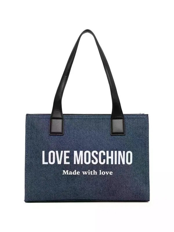 Moschino Logo Print Denim Tote Bag