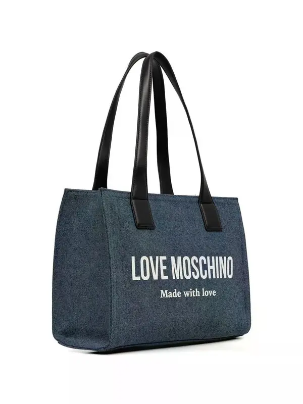 Moschino Logo Print Denim Tote Bag