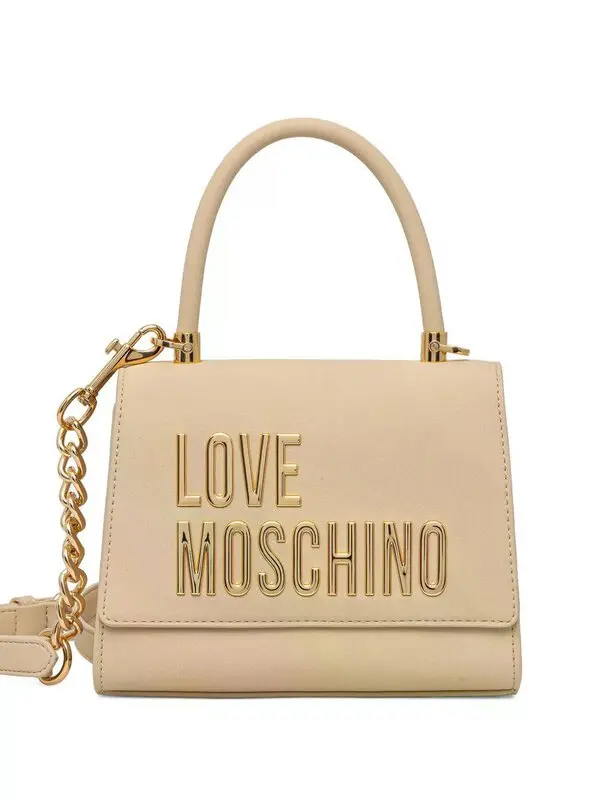 Moschino Logo-plaque Chain Tote - Neutrals