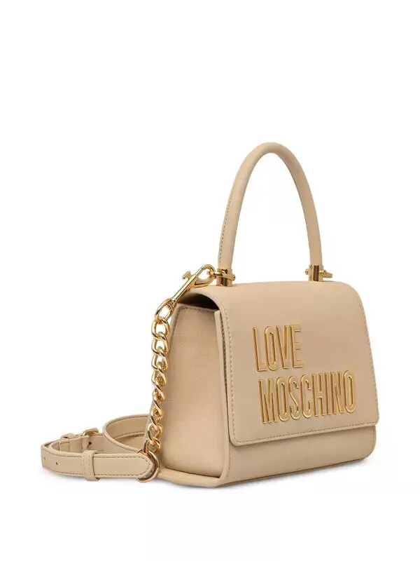 Moschino Logo-plaque Chain Tote - Neutrals