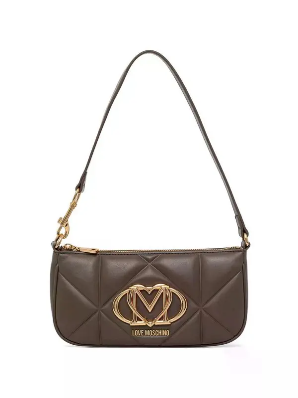 Moschino Quilted Logo Shoulder Bag - Brown