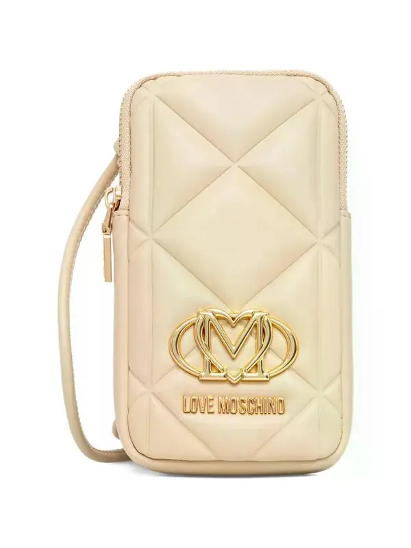 Moschino Quilted Logo-plaque Phone Bag - Neutrals
