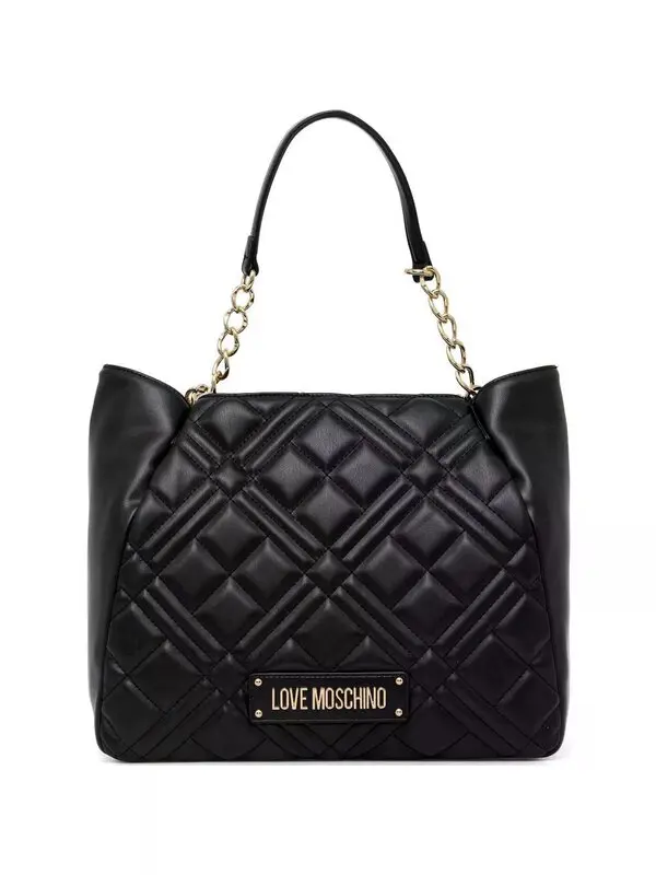 Moschino Quilted Tote Bag With Chain Detail - Black