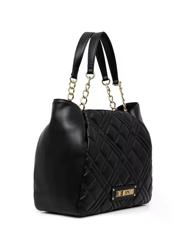 Moschino Quilted Tote Bag With Chain Detail - Black