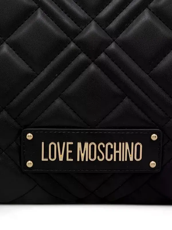 Moschino Quilted Tote Bag With Chain Detail - Black