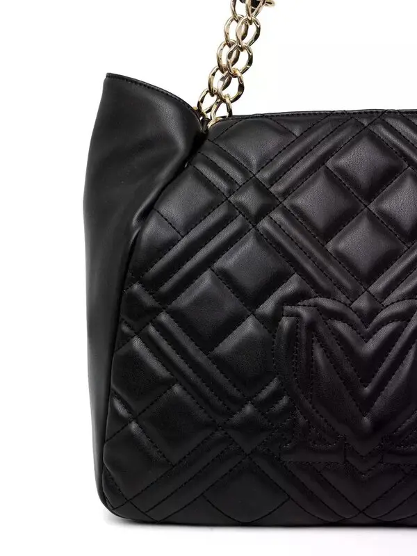 Moschino Quilted Tote Bag With Chain Detail - Black