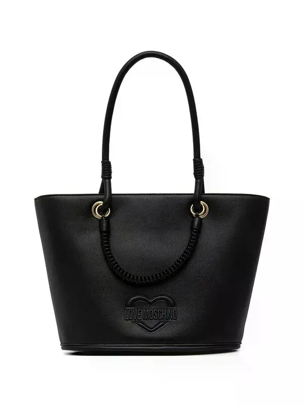 Moschino Braided-handle Heart-detail Tote Bag