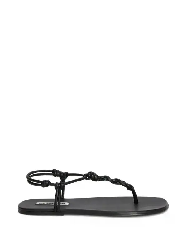 JIL SANDER Knotted-strap Flat Sandals - Black