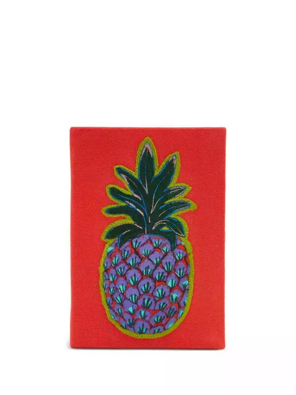 OLYMPIA LE-TAN Pineapple Embroidery Clutch - Red