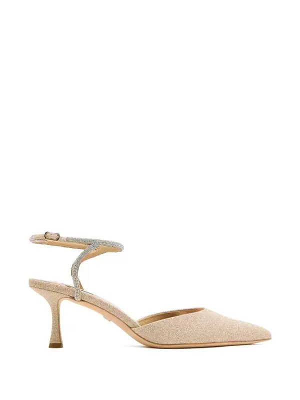 Badgley Mischka Crystal-embellished Ankle-strap Pumps - Gold