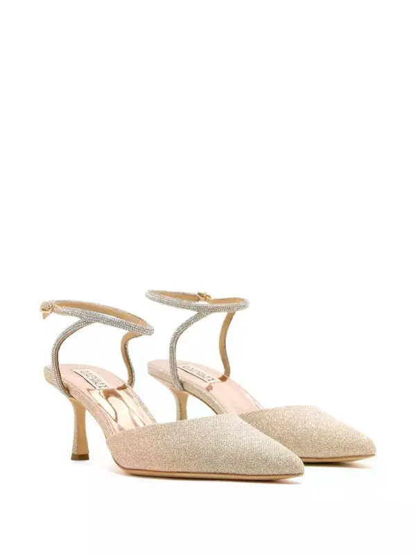 Badgley Mischka Crystal-embellished Ankle-strap Pumps - Gold