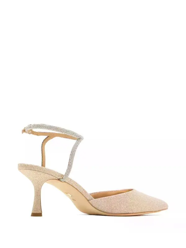 Badgley Mischka Crystal-embellished Ankle-strap Pumps - Gold