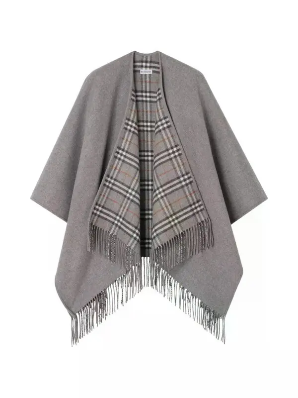 Burberry Reversible Check Wool Cape - Grey