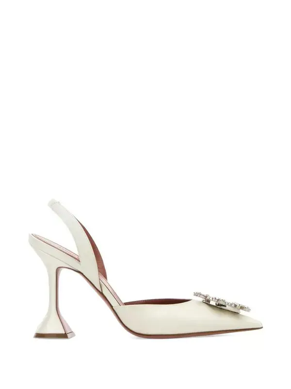 Amina Muaddi Begum Embellished Satin Pumps - Neutrals