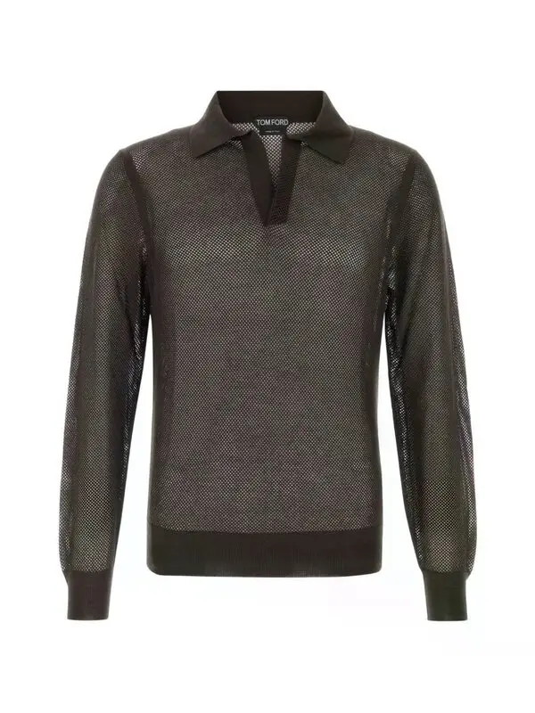 TOM FORD Long-sleeved Mesh T-shirt - Brown