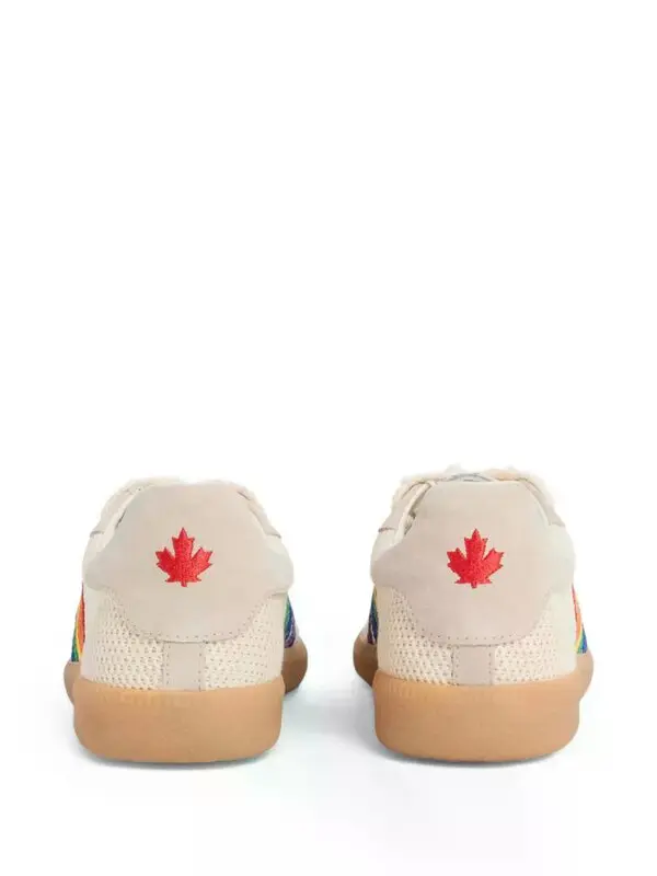 Dsquared2 Suede And Mesh Lace-up Low-top Sneakers With Rainbow Stripes - White