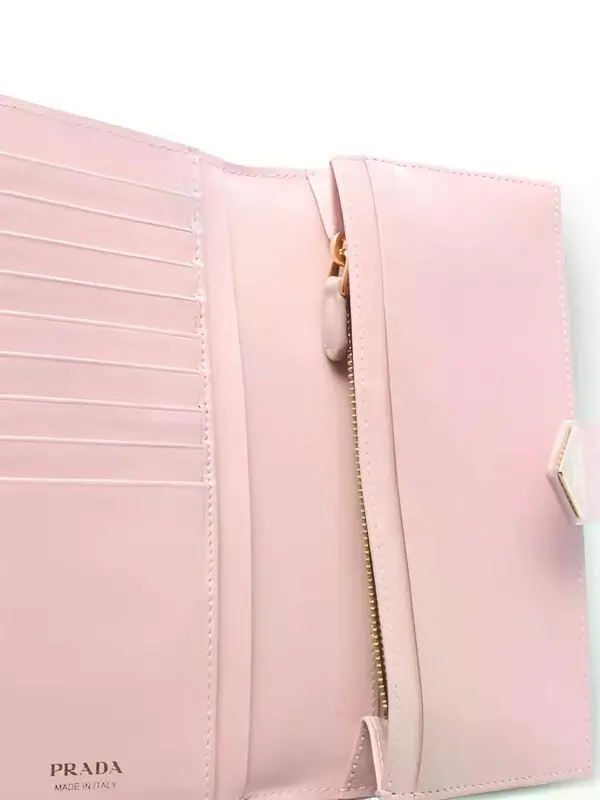 Prada 2010s Saffiano Tab Triangle Logo Bifold Wallet