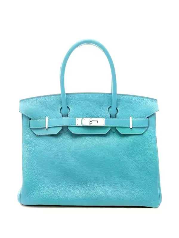 Hermès 2014 Birkin 30 Paon Leather Handbag - Blue