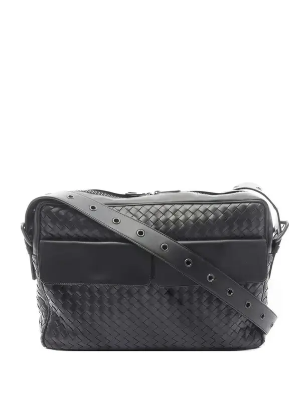 Bottega Veneta 2010s Intrecciato Shoulder Bag - Black