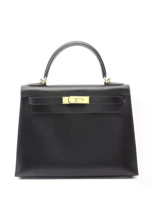Hermès 2001 Kelly28 Top Handle Leather Tote Bag - Black