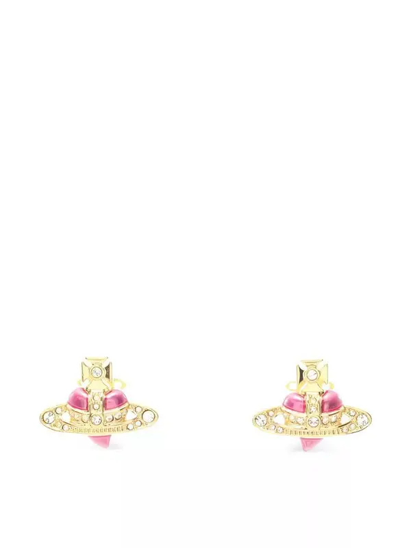 VIVIENNE WESTWOOD Diamante Heart Stud Earrings - Gold