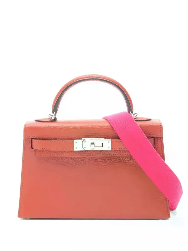 Hermès 2022 Mini Kelly Leather Tote Bag - Orange