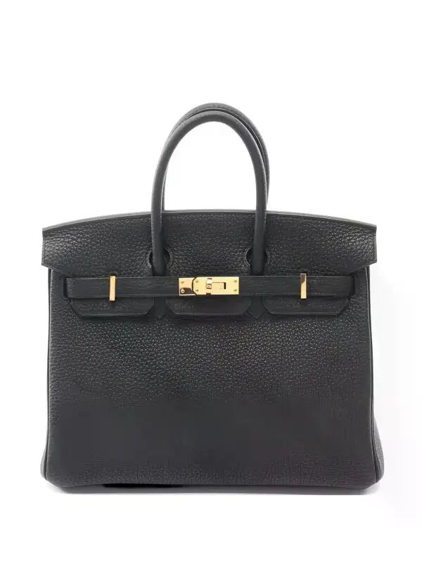 Hermès 2022 Birkin 25 Textured Leather Tote Bag - Black