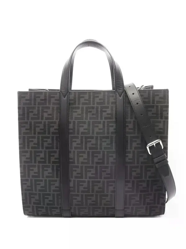 Fendi 2010s Ff Jacquard Handbag - Black