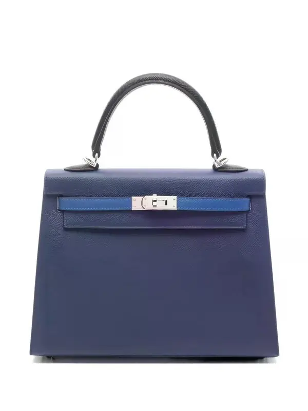 Hermès 2022 Kelly Two-way Tricolor Leather Handbag - Blue