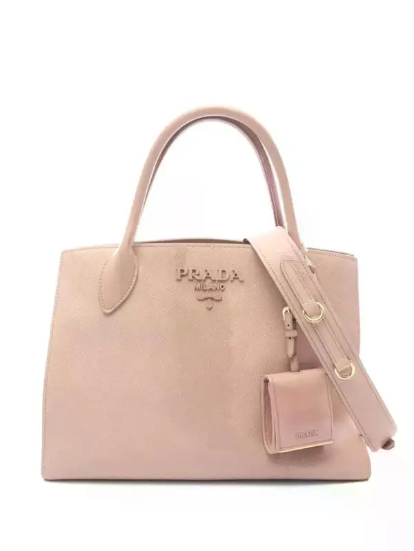 Prada 2000s Saffiano Monochrome Leather Tote Bag - Neutrals
