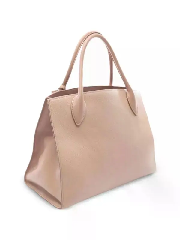 Prada 2000s Saffiano Monochrome Leather Tote Bag - Neutrals