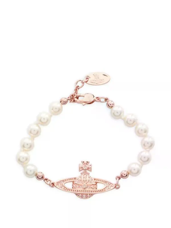 VIVIENNE WESTWOOD 2020s Mini Bas Relief Pearl Bracelet - Pink