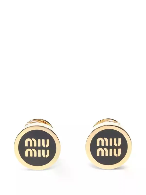 Miu Miu Logo-embellished Stud Earrings - Gold