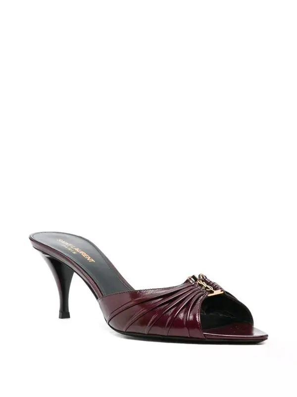 Saint Laurent Babylone Pleated Sandals - Red
