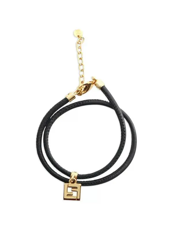 Fendi Leather Bracelet With Logo Charm - Gold
