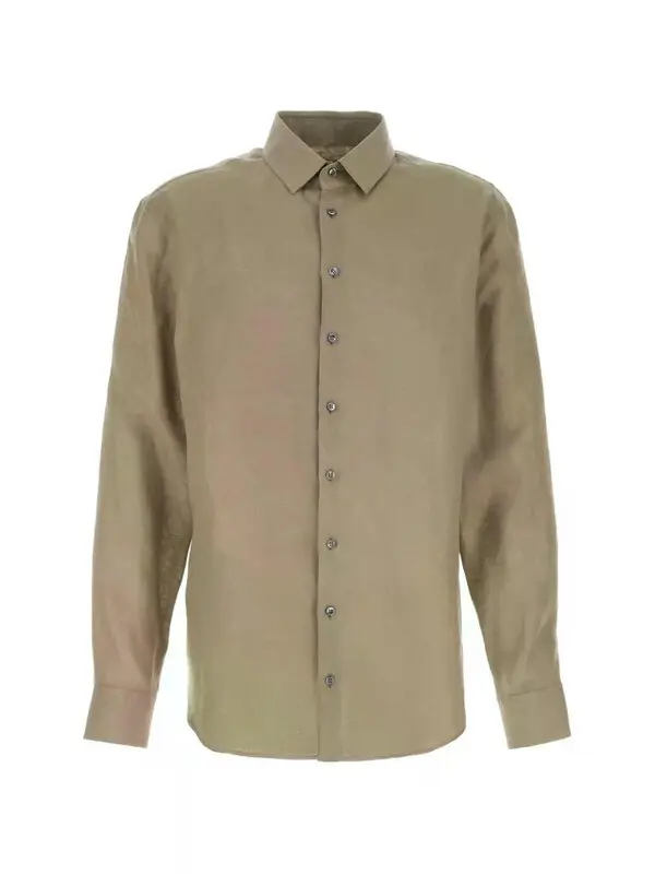 Giorgio Armani Dove Grey Linen Shirt - Neutrals