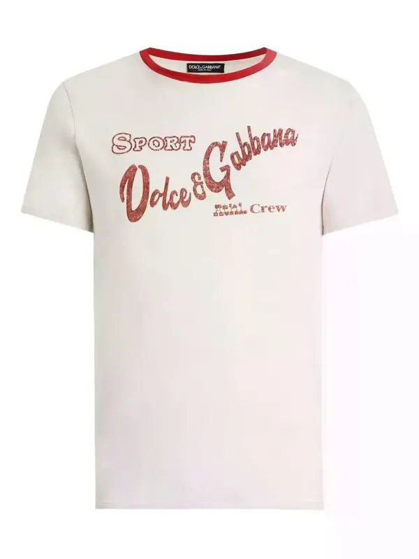 Dolce & Gabbana Red-trim Graphic T-shirt - Black