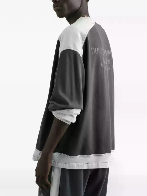 Dolce & Gabbana Colour-block Crew-neck Sweatshirt - Grey